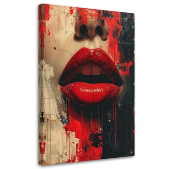 Feeby Stampe Su Tela, Labbra Rosse In Una Versione Espressiva E Artistica. - 20x30