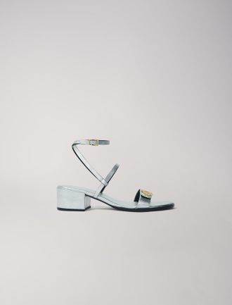 Maje Sandales &Agrave; Brides En Cuir - Argent - Taille 36 - Maje