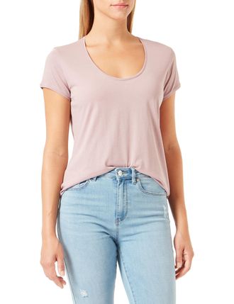 Replay Damen T-Shirt Kurzarm aus Baumwolle Basic, Powder Rose 465 (Rosa), XXS