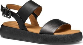 Geox Damen D CAMALEI A Flat Sandal, Gun/Black, 37 EU