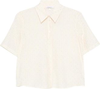Patrizia Pepe Femme, Blouses et Chemises, Beige, Taille: 38 FR Chemise &agrave; manches courtes