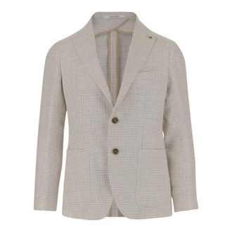 Tagliatore Leinenmischung Einreihige Jacke MIT Hahnentrittmuster - - Jackets - Herren - Beige - XL