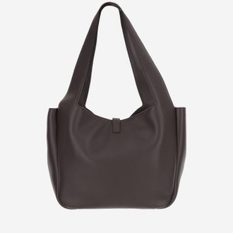 Saint Laurent Womens Le 5 &Agrave; 7 Bea Shoulder Bag Dark Brown Calf