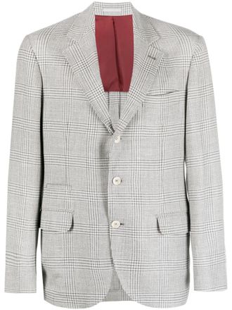 Brunello Cucinelli blazer boutonn&eacute; &agrave; carreaux - Gris