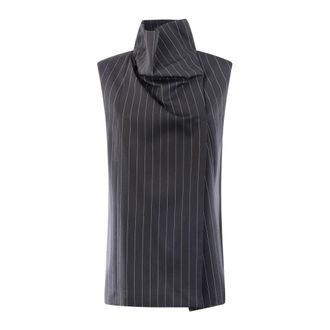 Sportmax Top long sans manches en pure laine &agrave; double boutonnage - Femme - Tops - Noir - Taille: 34 FR