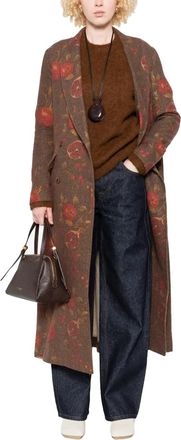 Uma Wang Pomegranate-Print Wool Blend Coat
