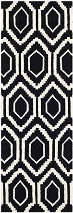 Safavieh Zeitgenössische Teppich für Wohnzimmer, Esszimmer, Schlafzimmer - Chatham Collection, Kurzer Flor, Schwarz und Elfenbein, 69 X 213 cm