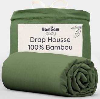Bambaw Drap Housse Bambou 160x200 cm, pour Matelas Épais Jusquà 35cm, Drap Housse 160x200 cm Anti Acarien et Doux, Literie en Bambou Respirant, Literie Rafra