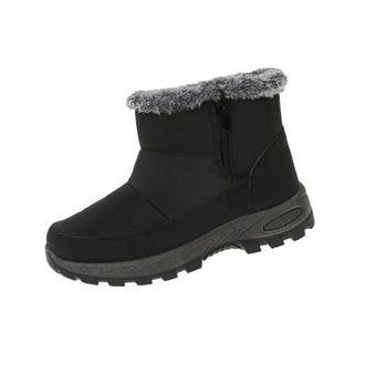 Generic Bottes dhiver pour femme avec doublure en polaire chaude - Bout rond - Talon plat classique - Fermeture &eacute;clair lat&eacute;rale - Confortables - Antid&eacute;rapante