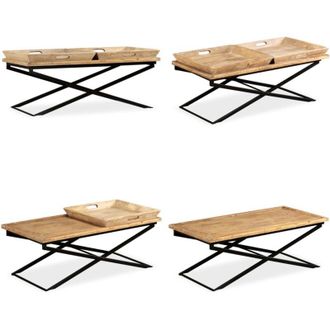 vidaXL Vidaxl - Couchtisch Mangoholz Massiv 110 x 55 x 42 cm - Industrieller Couchtisch - Mangoholz Couchtisch - Wohnzimmertisch - Couchtisch Mit
