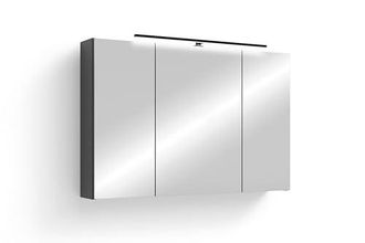 Byliving Spiegelschrank Spree/Korpus matt mit Spiegelt&uuml;ren/H&auml;ngeschrank mit Soft-Close-Funktion/Inklusive LED-Beleuchtung/Badschrank mit Stecker- und Schalterd