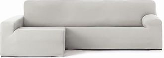 Eysa Bi-elastischer Sofabezug für Chaiselongue, mit langem Arm an der linken Seite, Farbe Ecru, Design Harlem