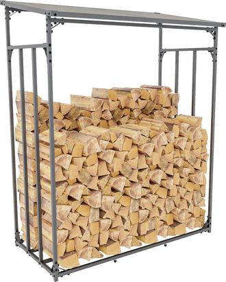 Clp Kaminholzunterstand Ruston Aluminium I Kaminholzregal Anthrazit I Holzlager Aus Aluminium I Feuerholzregal F&uuml;r Au&szlig;en, Gr&ouml;&szlig;e:M
