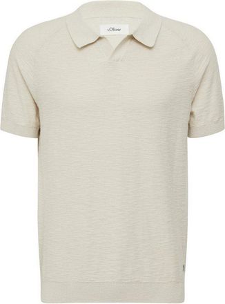 s.Oliver Kurzarmshirt Strickpullover Gestricktes Poloshirt mit Flammgarnstruktur
