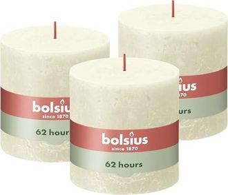 Bolsius Lot de 3 bougies pilier rustiques XXL - Ivoire - Longue durée de combustion de 62 heures - Non parfumée - Cire végétalienne naturelle - Sans huile de 
