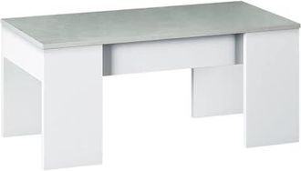 Dmora Couchtisch Oceanside, Couchtisch mit hochklappbarer Platte, niedriger Wohnzimmertisch, 100x50h45/56 cm, Wei&szlig; und Beton