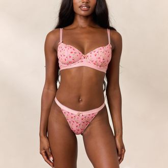 Lounge Soutien-gorge Côtelé Rosebud Balcony - Rose Floral - 100 / DD
