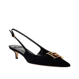 Elisabetta Franchi Femme, Chaussures, Noir, Taille: 38 EU Escarpins ouverts en daim avec d&eacute;tail logo