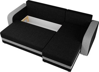 Best Mobilier Bestmobilier - Harvey - canapé dangle réversible - convertible - avec coffre - en tissu - 4 places - style contemporain - noir / gris