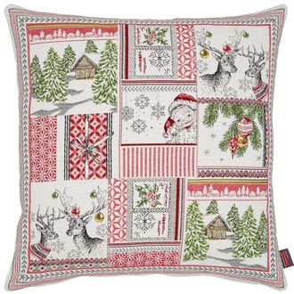 Hossner Kissenh&uuml;lle Weihnachten 45x45 Kissen Kissenbezug Weihnachtskissen Dekokissen Santa Gewebt Stoff Waschbar