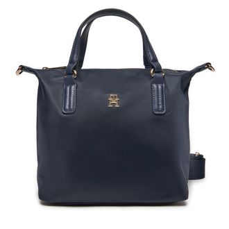 Tommy Hilfiger Handtasche Tommy Hilfiger Poppy Th Small Tote AW0AW15640 Dunkelblau