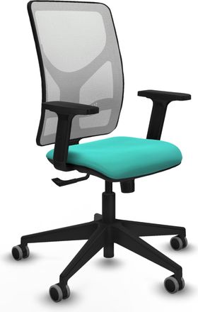 Piqueras y Crespo Schreibtischstuhl Home Office mit 2D-Armlehnen, h&ouml;henverstellbare Lendenwirbelst&uuml;tze, ausgestattet mit 3 Positionen und Schneideschaum, Wei&szlig;/T&uuml;rkis