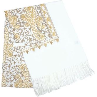 GFM Ch&acirc;le Style Pashmina Texture Cachemire Brod&eacute; - Automne-Hiver - Saint Valentin F&ecirc;te des M&egrave;res No&euml;l (EMBSHL-AA),.5-229-cr&egrave;me, L