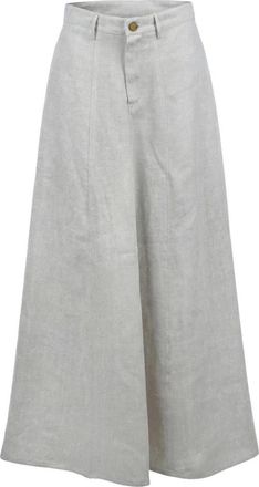 Alysi Femme, Jupes, Beige, Taille: 40 FR Jupe Maxi &Eacute;vas&eacute;e en Lin