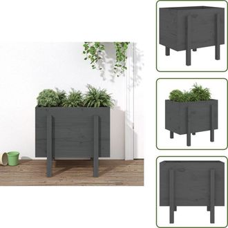 vidaXL Jardini&egrave;re gris 62x50x57 cm bois massif de pin - Jardinier - Pot De Fleurs - Bac &Agrave; Fleurs - Ext&eacute;rieur - Terrasse