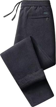 Generic Pantalon en velours c&ocirc;tel&eacute; &agrave; taille &eacute;lastique - Sarouel pour femme - Grande taille - Doublure en polaire - Poche avec fermeture &eacute;clair - Longueur 7/8 
