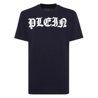 Philipp Plein Homme, Tops, Bleu, Taille: 3XL T-Shirt Col Rond Gothic