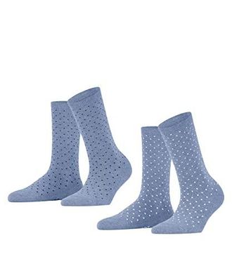 Falke ESPRIT Fine Dot 2-Pack, Chaussettes Femme, Coton, Bleu (Jeans 6458), 35-38 (Lot De 2)