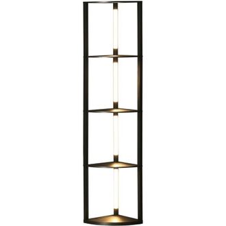 HOMCOM Led Stehlampe Dimmbar mit 4 Ablagen Stehleuchte mit 3 Lichtfarben 24 w Standlampe mit Fu&szlig;schalter f&uuml;r Wohnzimmer Schlafzimmer, Schwarz - Homcom