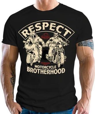 Gasoline Bandit T-Shirt Moto Homme Respect - Motorcycle Brotherhood - T-Shirt Biker Vintage, Coupe Sportive, Impression R&eacute;sistante, Id&eacute;e Cadeau Motard, XXL