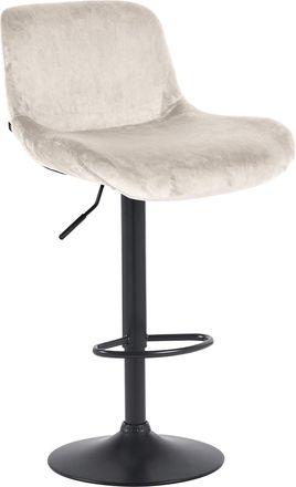 Clp Barhocker Solon Schwarz I Samtbezug oder Stoffbezug I Barstuhl höhenverstellbar und drehbar I gepolsterter Tresenhocker mit Rückenlehne, Farbe:Creme, 