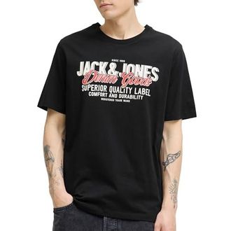 Jack & Jones Jjelogo Aw25 Sn T-Shirt &agrave; col Rond &agrave; 2 col, Noir, L
