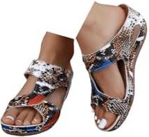 Generic Sandales orthop&eacute;diques compens&eacute;es pour femme - Sandales larges pour femme - Sandales et sandales compens&eacute;es &agrave; bout ouvert pour femme, C multicolore, 3