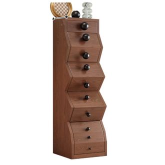 Generic Aufbewahrungsschrank Massivholz Kommode im Vintage-Stil, vielseitige und k&uuml;nstlerische franz&ouml;sische Wohnzimmeraufbewahrung (Farbe: 35x35x125cm Walnuss