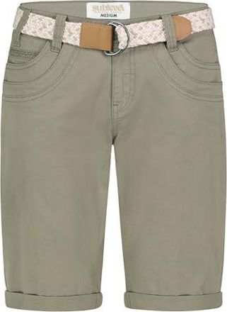 Sublevel Bermuda chino stretch pour femme avec revers - Short confortable au look usé, Olive délavé Wo22, M