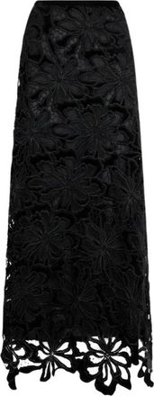 Roberto Cavalli Femme, Jupes, Noir, Taille: 38 FR Longue Jupe en Dentelle Florale