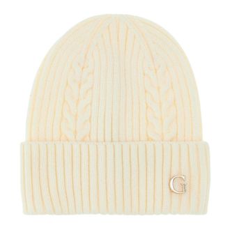 Guess Wei&szlig;e Gestrickte B&uuml;ndchen Logo M&uuml;tze Damen - - Accessories - Damen - Wei&szlig; - M