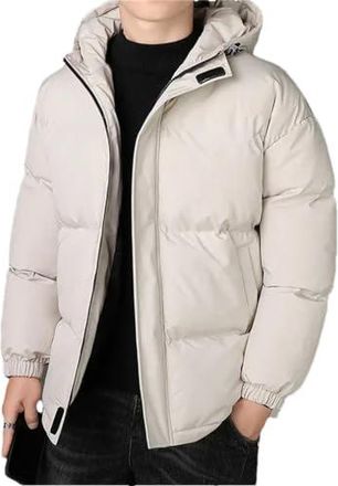 Generic Veste dhiver chaude et épaisse à capuche pour homme, parkas en coton matelassé, beige, L