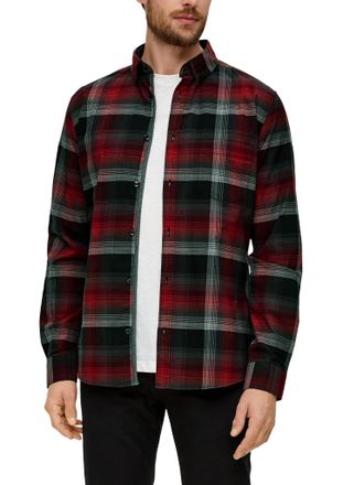 s.Oliver Herren 2137932 Hemd Langarm mit Karomuster, 31N1 rot, S