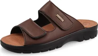 FLY FLOT Homme Ciabatte Uomo Microfibra Elastica Con Strappo Regolabile, Sottopiede Imbottito Antishock in Pelle Mule, Marron foncé de Marron, 41 EU