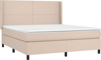vidaXL Vidaxl - Giroletto Molle Materasso E Led Cappuccino 160x200cm Similpelle