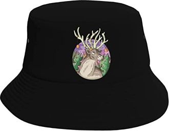 Generic Mode Chapeau de Plage Magnifique cerf dans Les Feuilles Pecheur Chapeaux Unisex Bobs Homme pour Sports Camping Golf