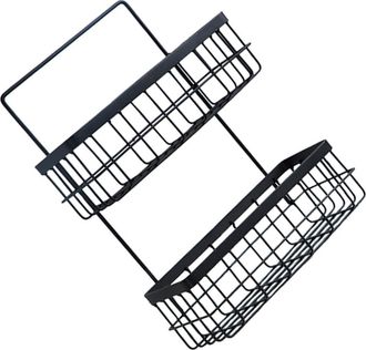 NUOBESTY Veemoon Doppellagiger Wandkorb aus Eisen Wandmontierter Aufbewahrungskorb für Bad Küche Wohnzimmer Praktisches Hängeregal zur Platzsparenden Organisat