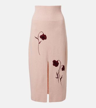 Erdem Verzierter Midirock mit Blumen-Applikation