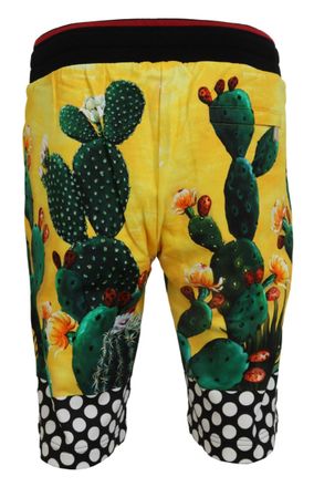 Dolce & Gabbana Mens Multicolor Cactus Print Cotton Sweat Shorts Wool