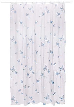 Spirella Kunststoffvorhang Lifestyle - Papillon TAUBENBLAU 180 1131627, Weiß, Estandar